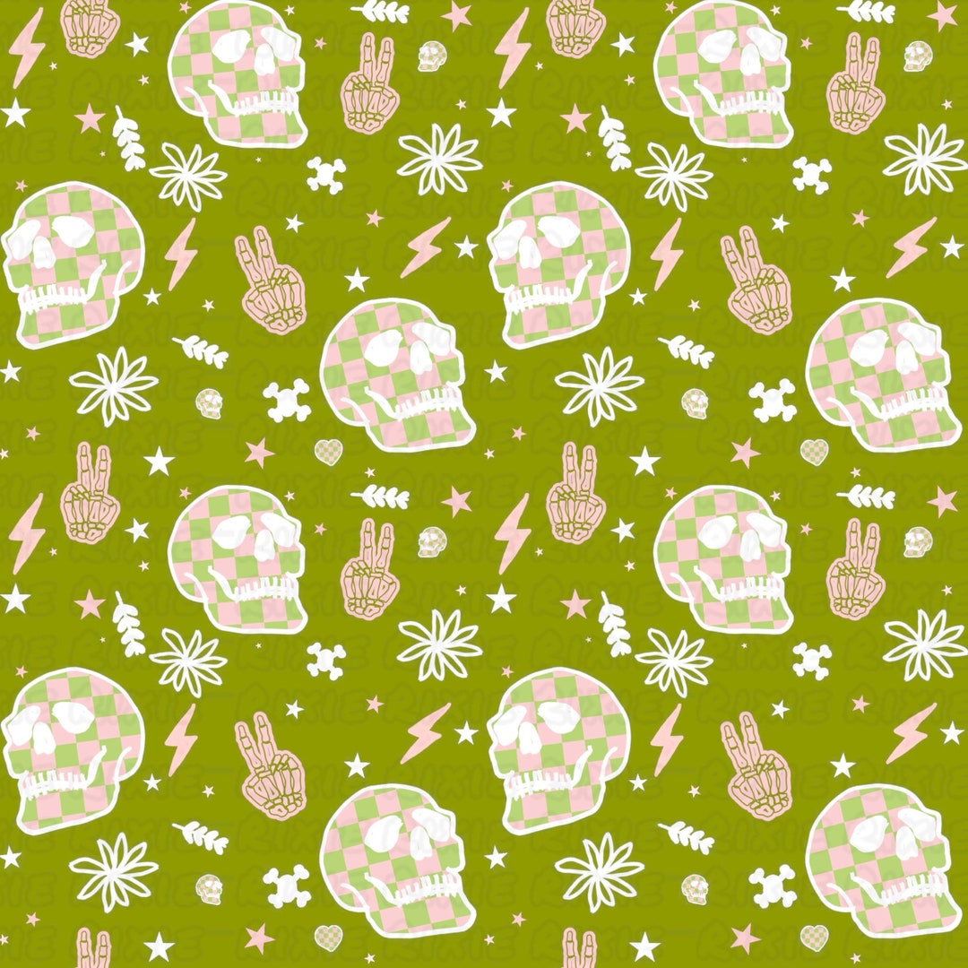 Retro Skull Checkered Seamless File. Gender Neutral Skeleton Skull ...