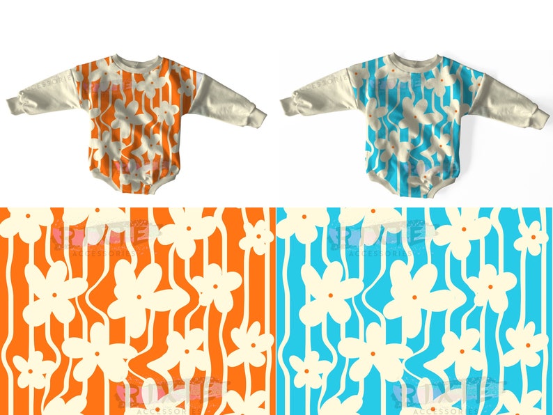 Seamless Files. Squiggly Stripe Flower Seamless File. Boho Flower ...