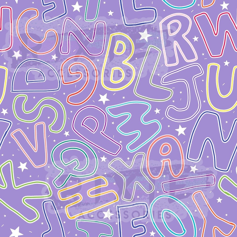 Back to School Seamless Files. Multi Color Letter Alphabet Seamless ...