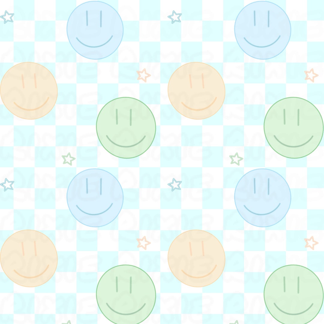 Pastel Checkerboard Smile Seamless File. Smiley Face Neutral Pastel ...