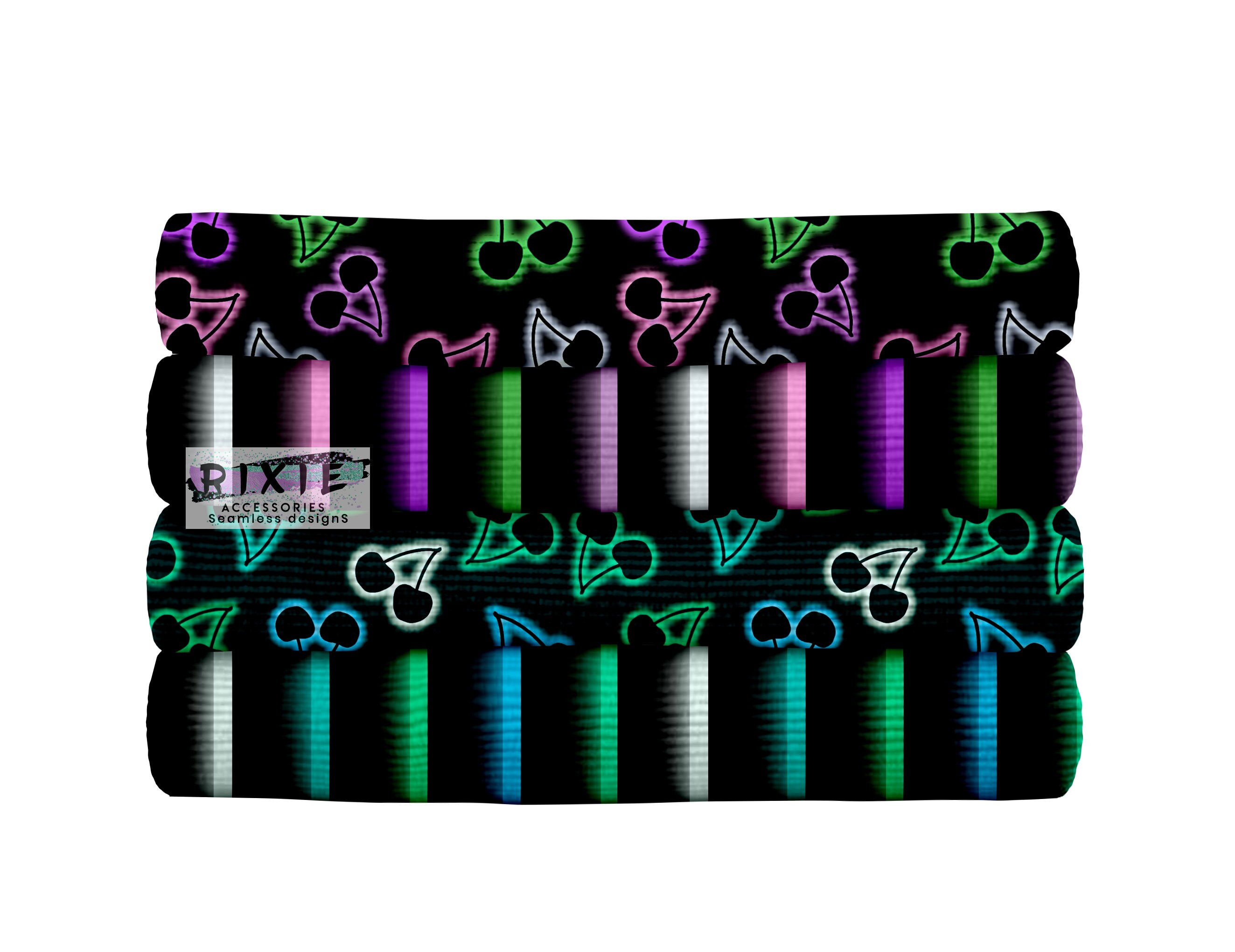 Blue Green White Glowing Seamless File. Neon Glow Stripe Seamless ...