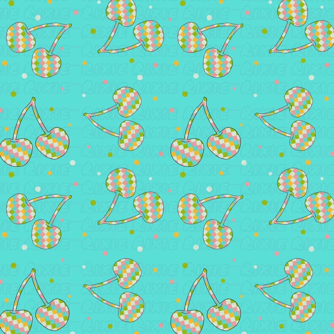 Checkerboard Cherry Seamless File. Summer Cherries Pastel Seamless ...