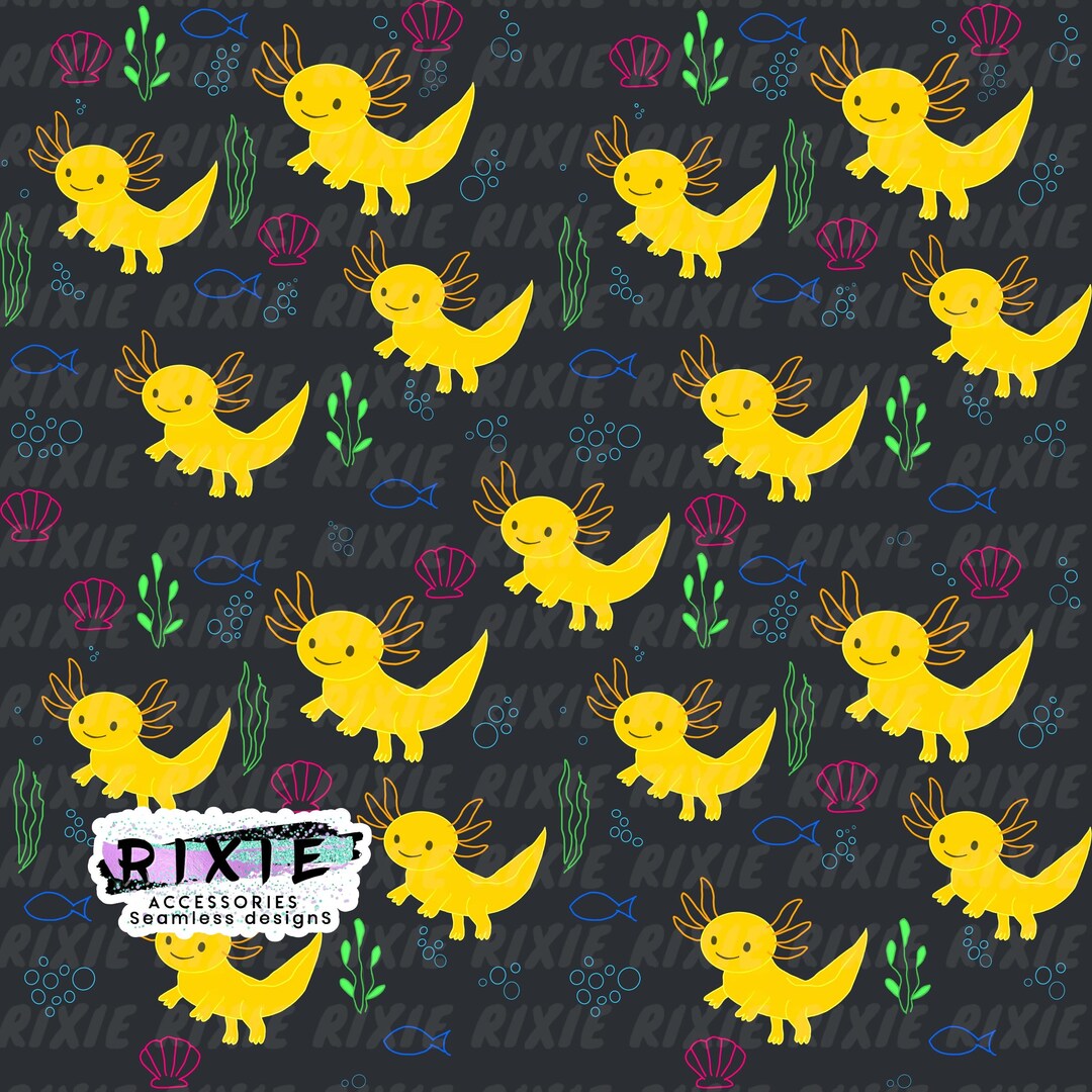 Neon Axolotl Glow Seaweed Sea Seamless File. - Etsy