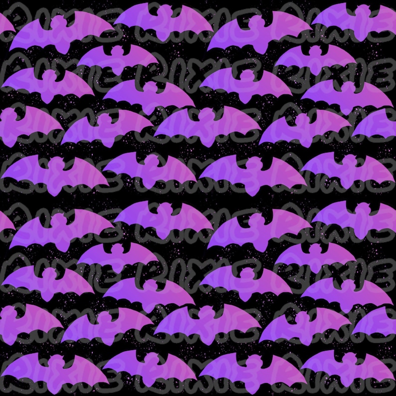 Bat Purple Sparkle Halloween Seamless Design. Bat Seamless Files. Cute ...