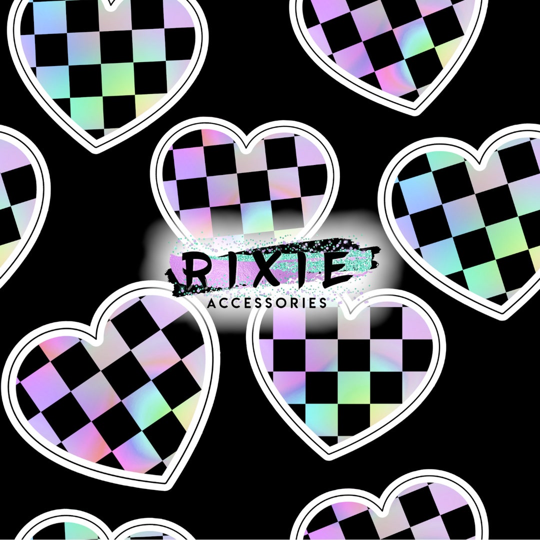Seamless Files. Black Tie Dye Checkerboard Heart File. Rixie Files. - Etsy