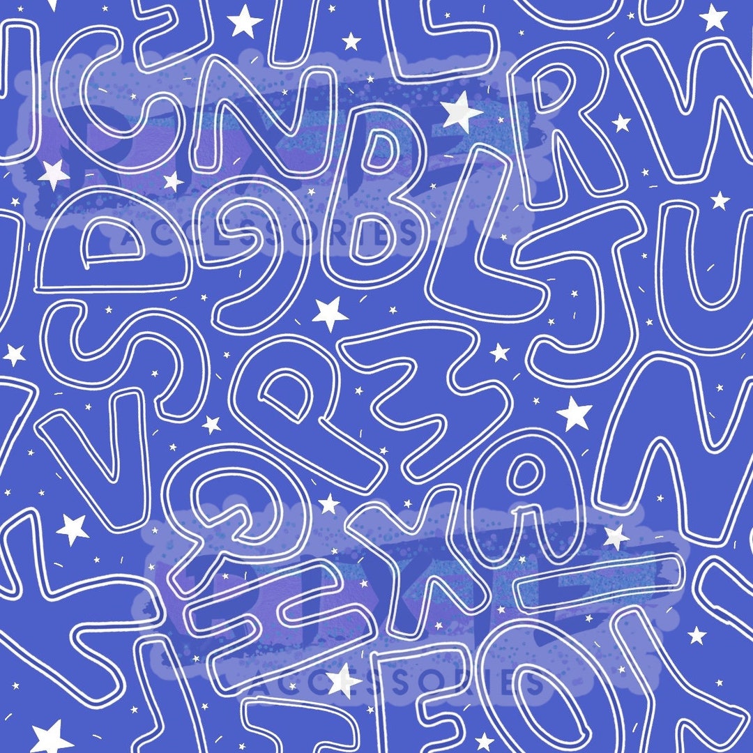 Back to School Seamless Files. Blue With White Letter Alphabet Seamless ...