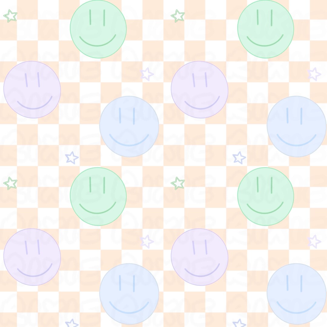 Pastel Checkerboard Smile Seamless File. Smiley Face Neutral Pastel ...