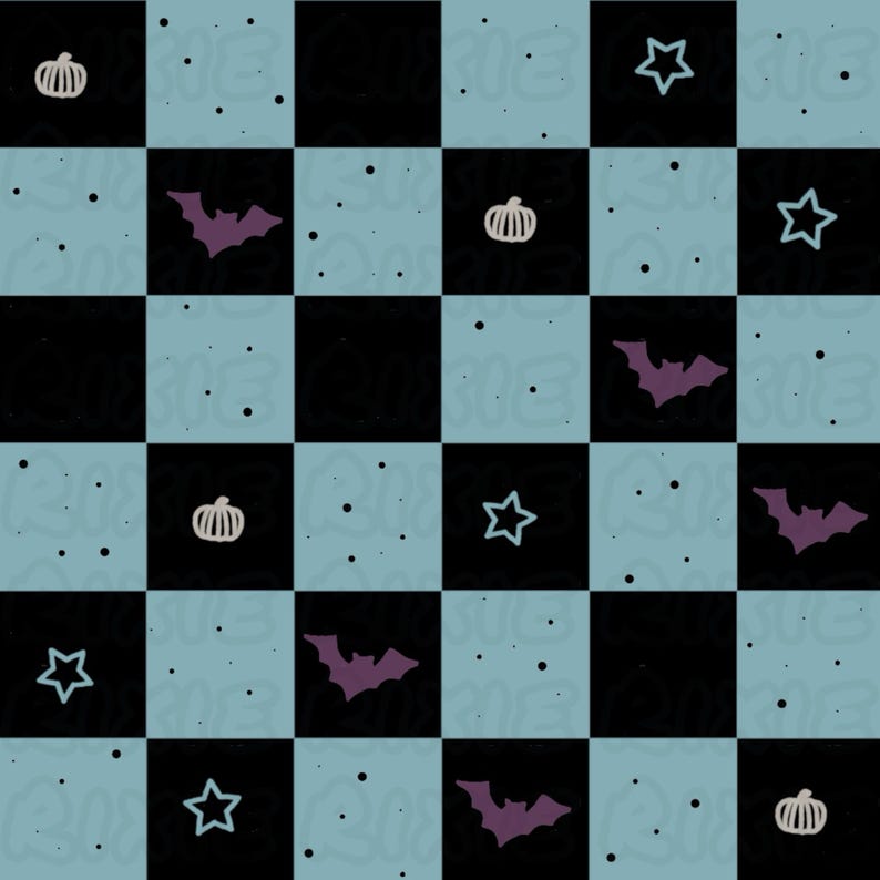 Checkerboard Halloween Muted Seamless File. Checker Pumpkin Bat Muted ...
