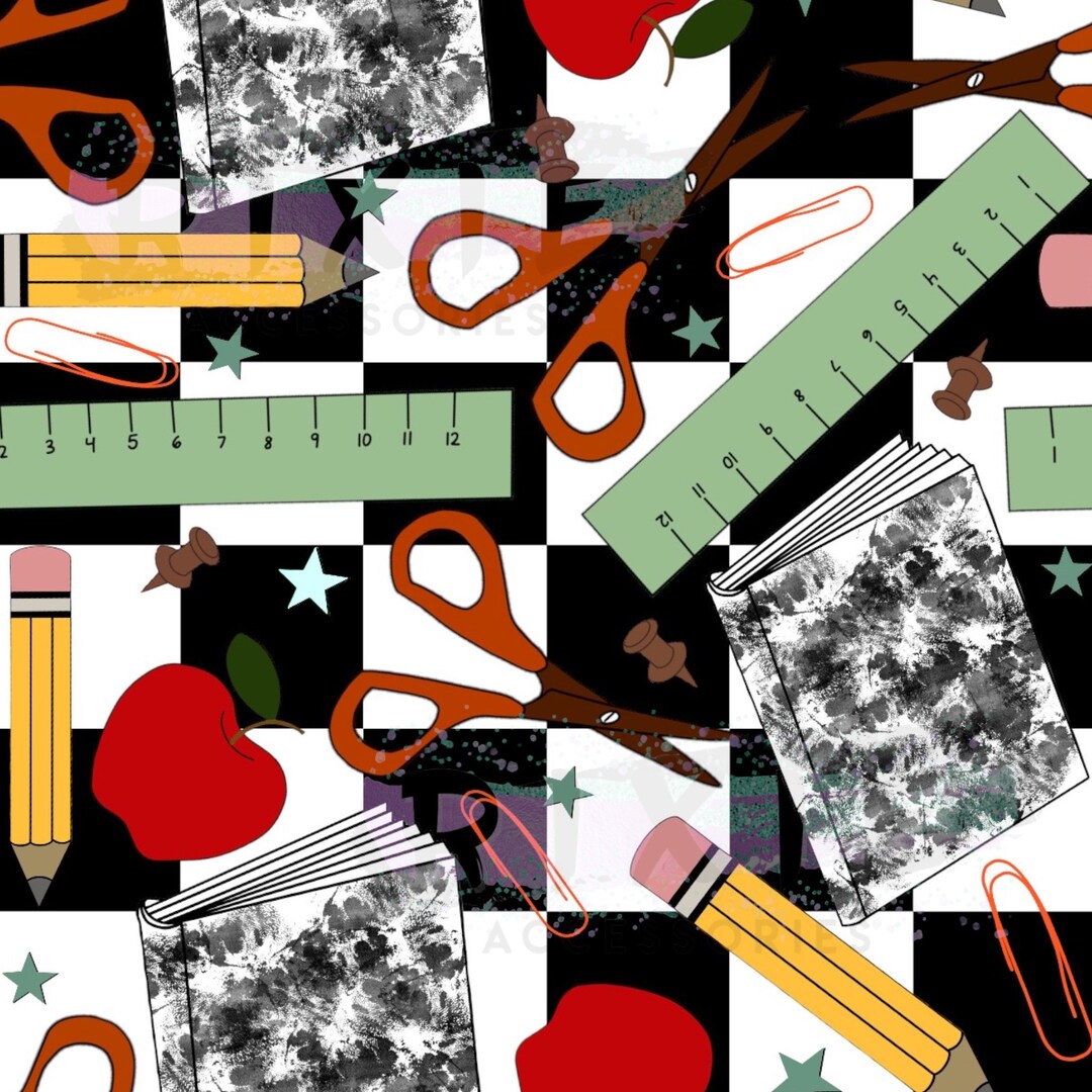 Back to School Seamless File. Checker Background Neutral School ...