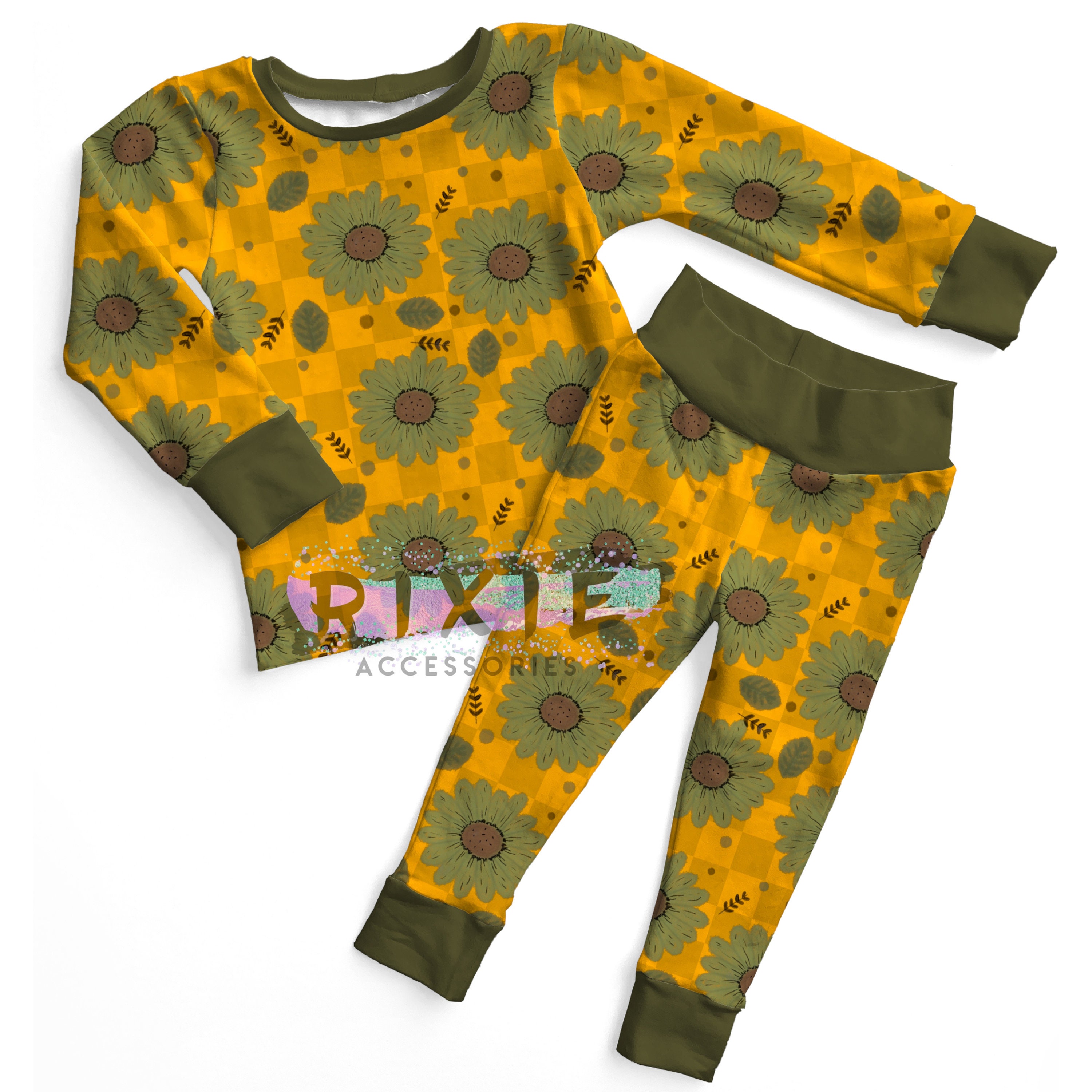 Sunflower Checkerboard Green Seamless File. Gender Neutral Sunflower ...