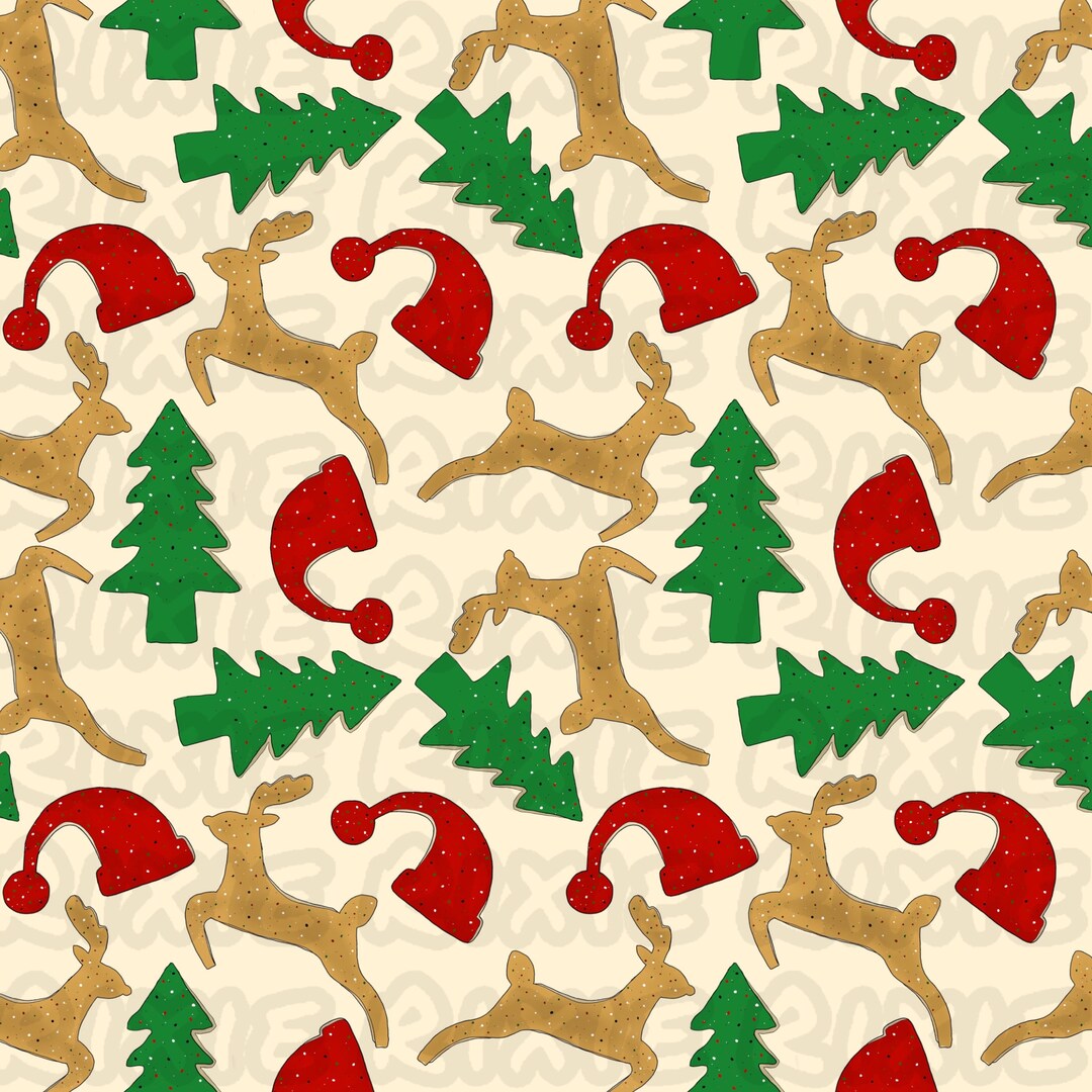 Christmas Cookie Seamless File. Christmas Deer Tree Hat Seamless File ...