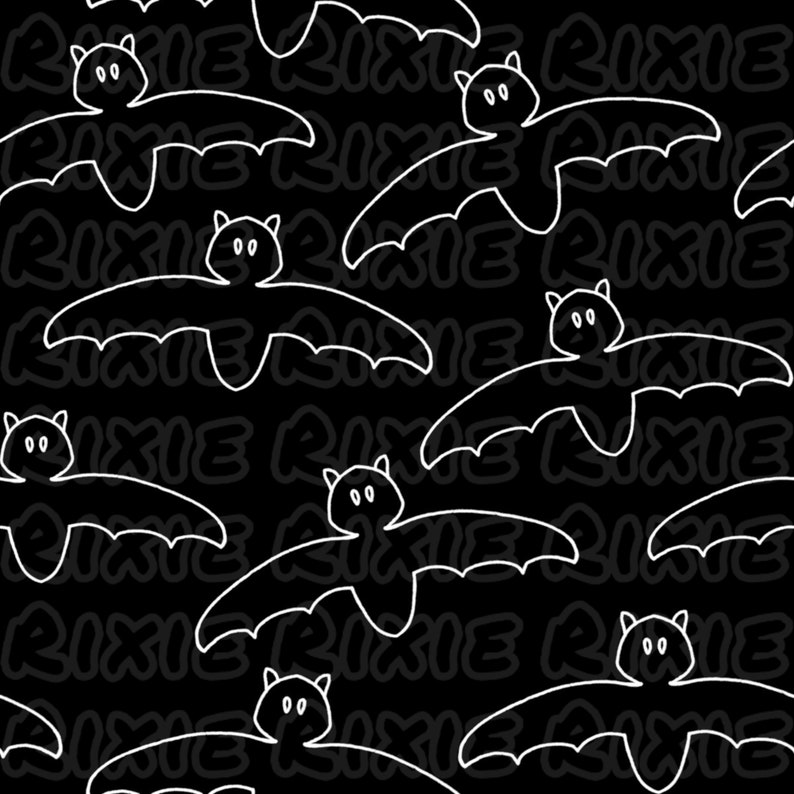 White Bats on Black Background Seamless File. Boho Retro Halloween ...