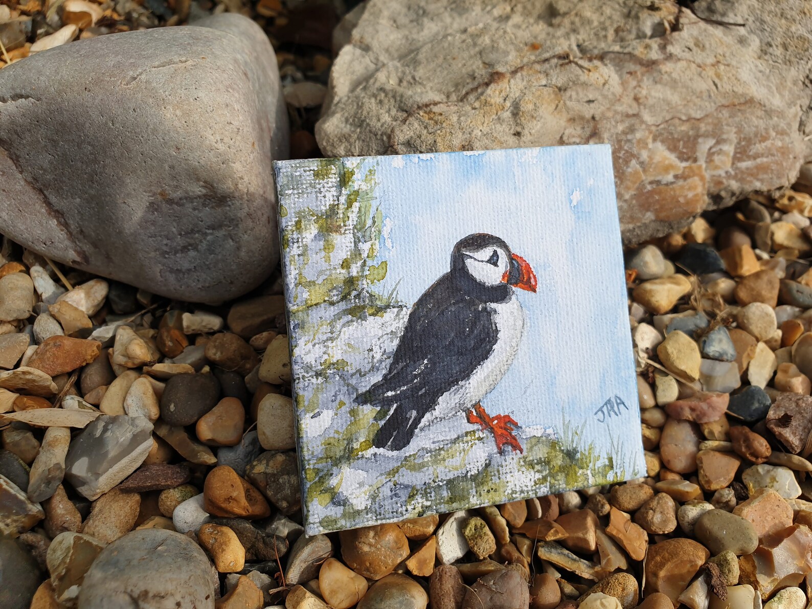 Miniature Puffin Painting Original Watercolour of Coastal | Etsy