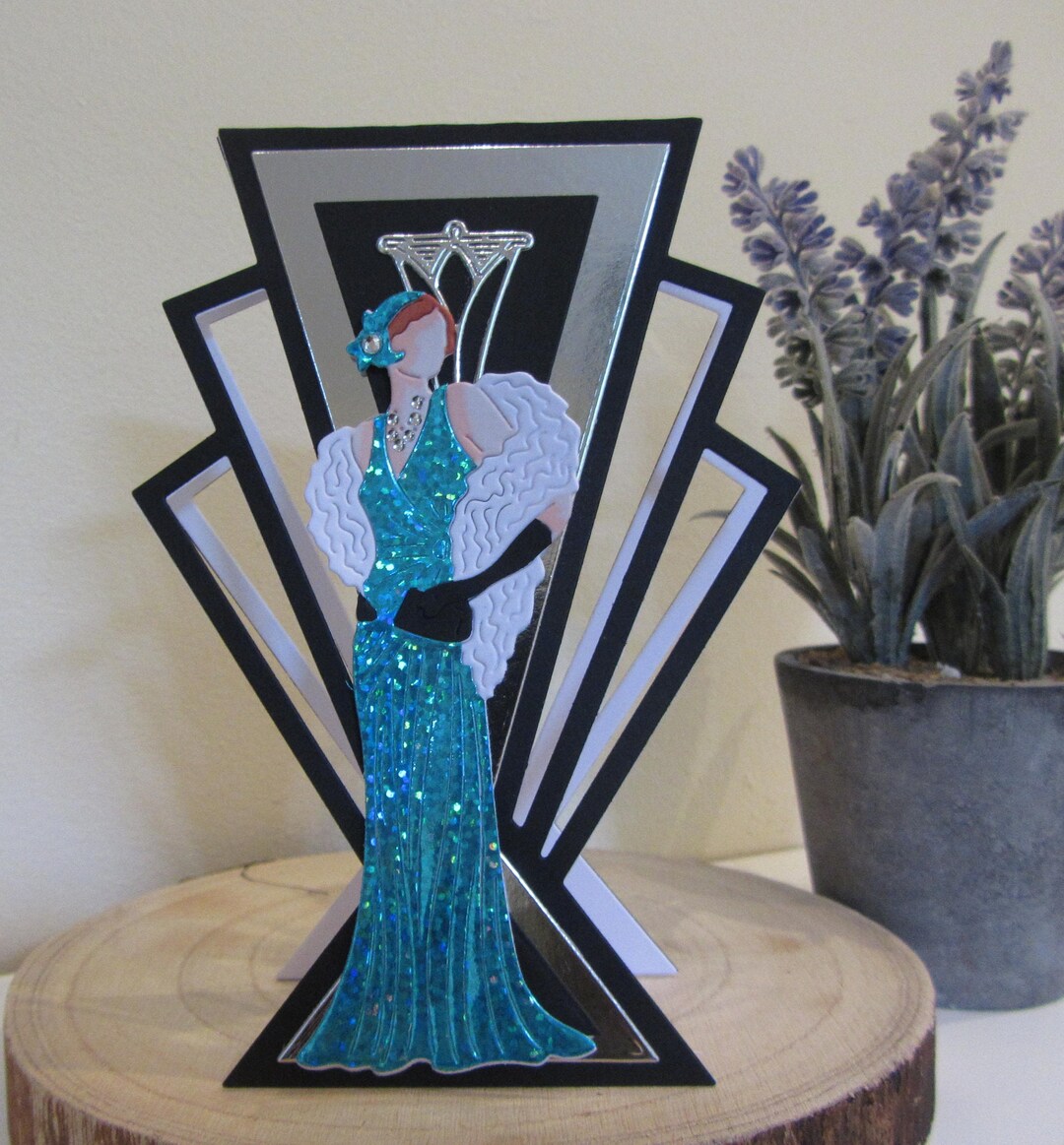 Art Deco Card, Art Deco Shaped Card, Art Deco Lady, Any Occasion Card ...