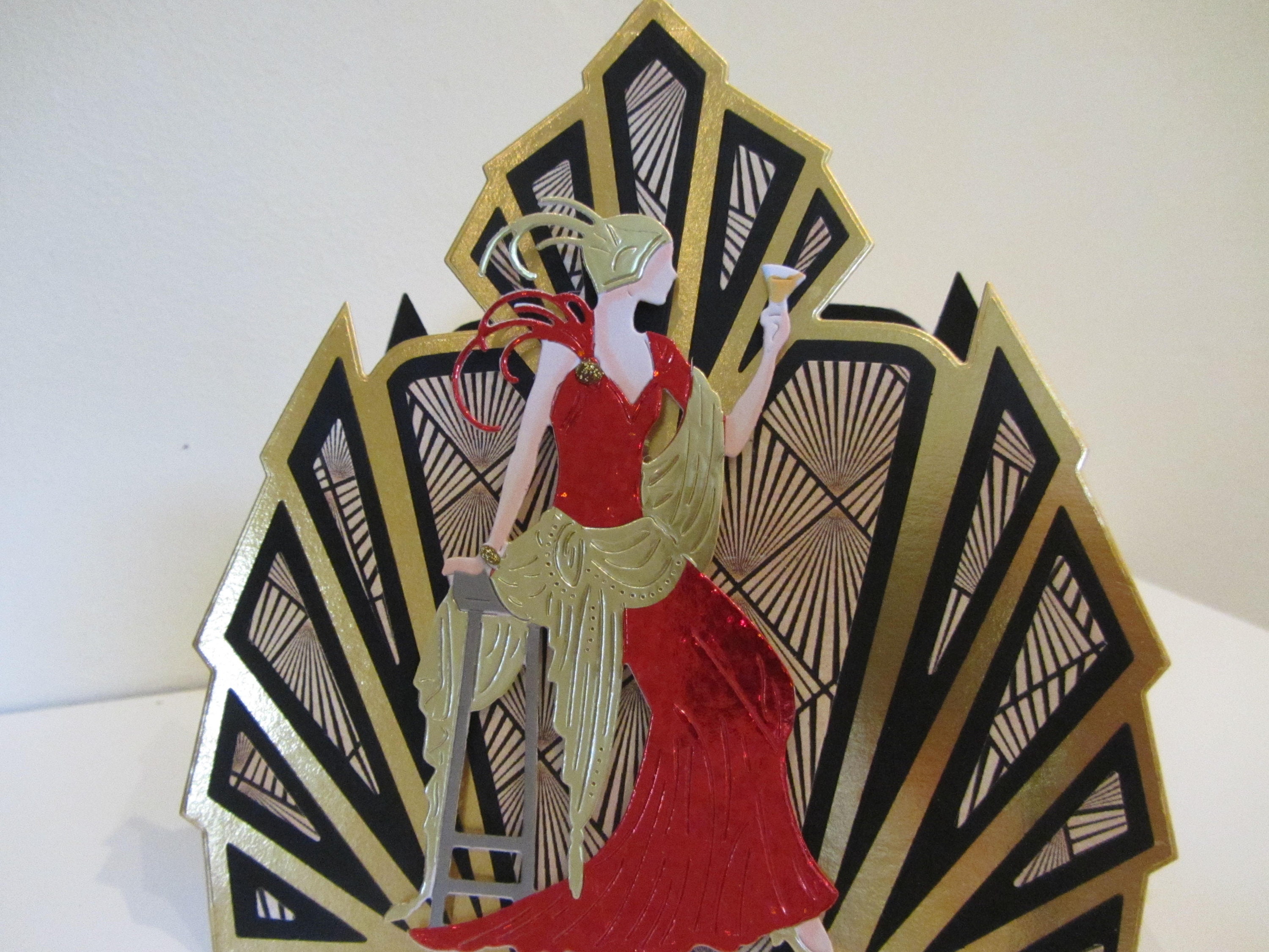 Art Deco Style Lady Shaped Art Deco Card Any Occasion - Etsy UK