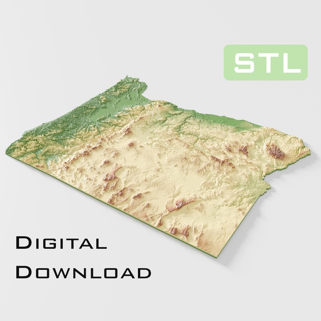Detailed Topographic Model Oregon Topography STL Files - Perfect for ...