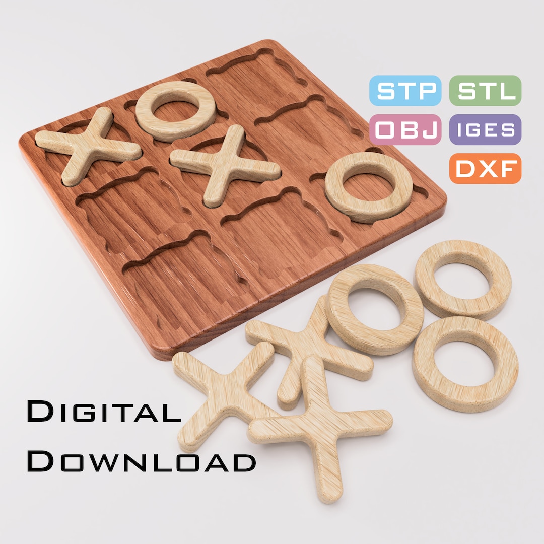 Tic Tac Toe Three in a Row Game - Xs and Os Board Game - CNC, 3D ...