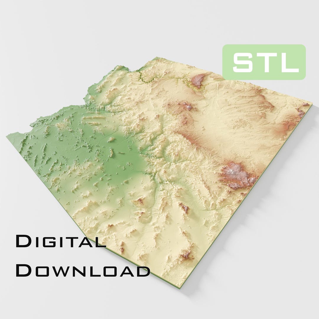 Detailed Topographic Model Arizona Topography STL Files - Perfect for ...
