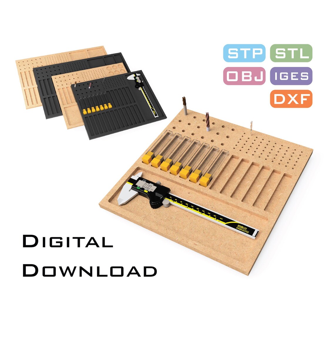 Tool Organizer and Router Bit Storage Tray | Dxf, Step, Stl Files ...