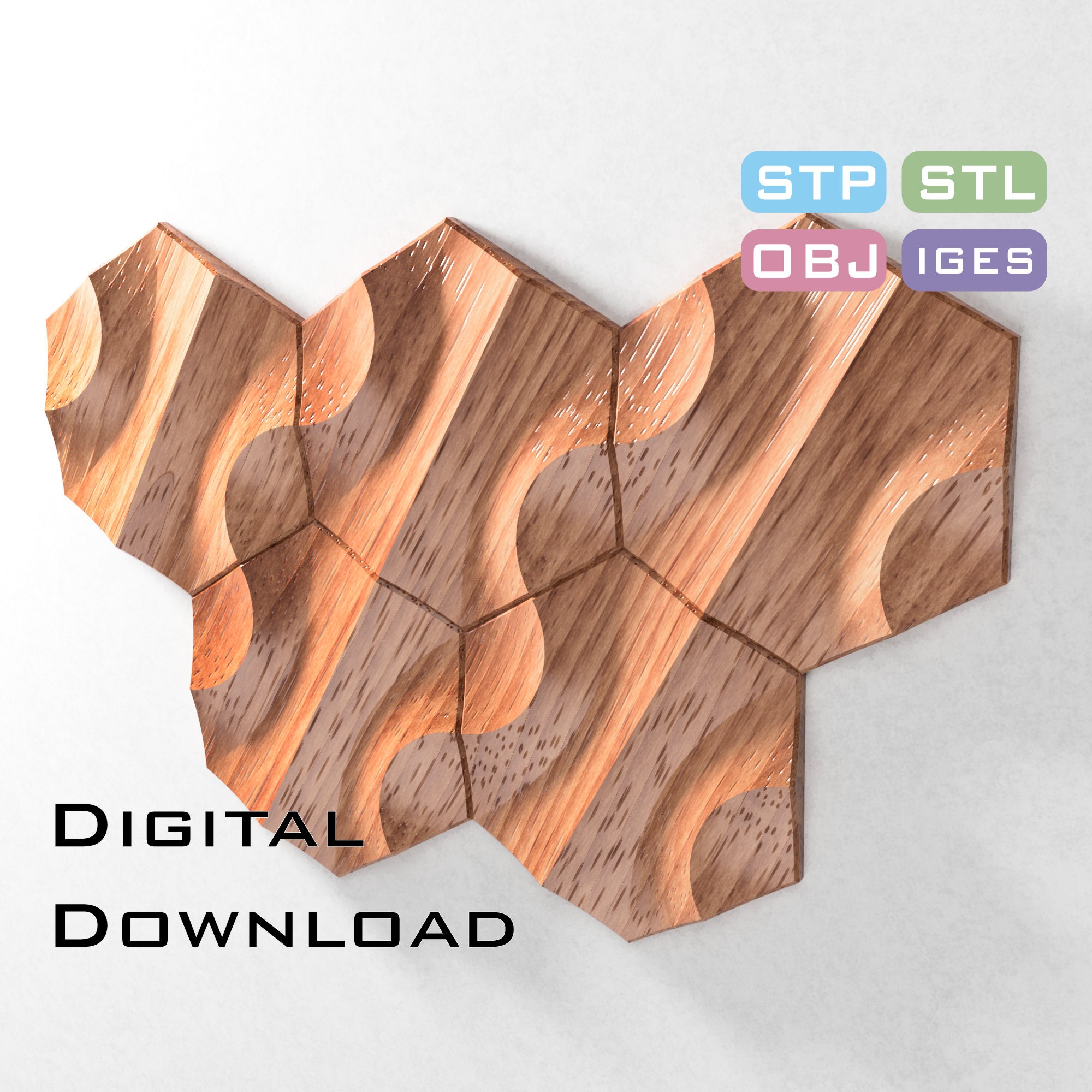 Abstract Hexagon Shape 3d Wall Panel, Honeycomb Pattern - CNC 3D ...