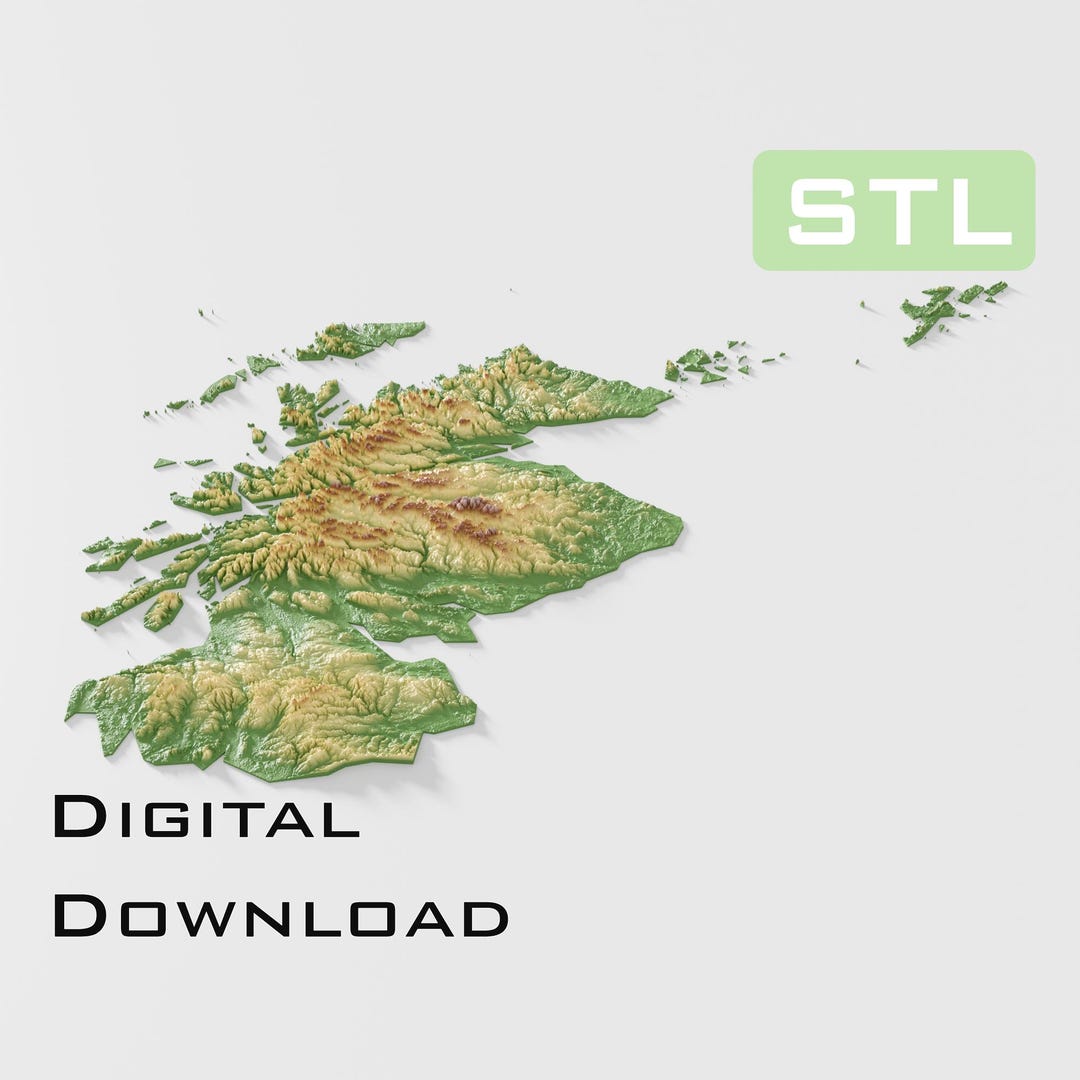 Detailed Topographic Model Scotland Topography STL Files - Perfect for ...