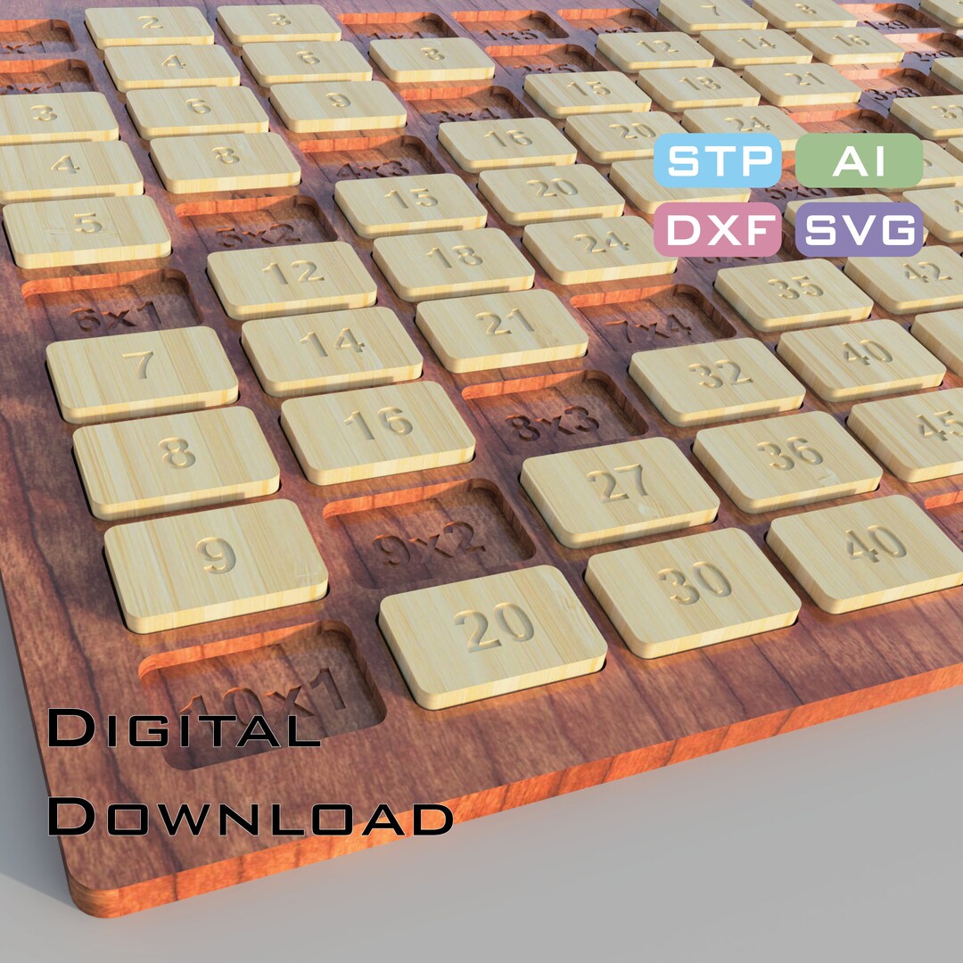 Montessori Math Multiplication Board - CNC, 3D Printer or Laser Cutter ...