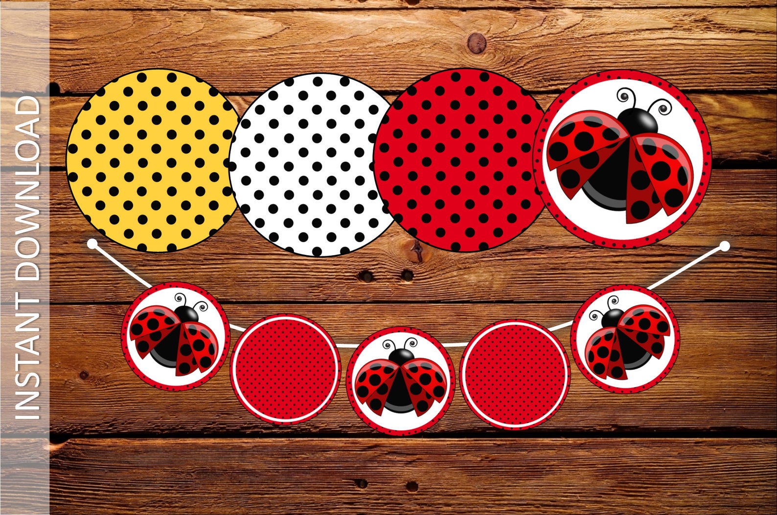 Ladybug Circle Banner / Red Black Ladybug Pennant Banner / Ladybugs ...