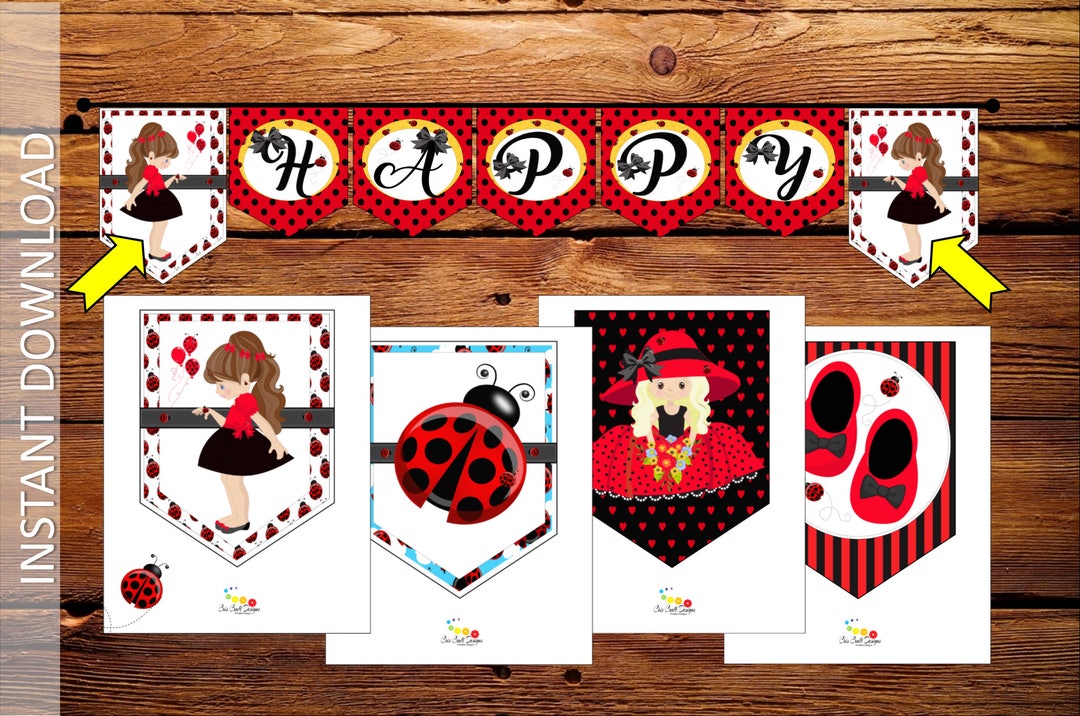 Ladybug Banner / Red Pink Ladybug Pennant Banner / Ladybugs Party ...
