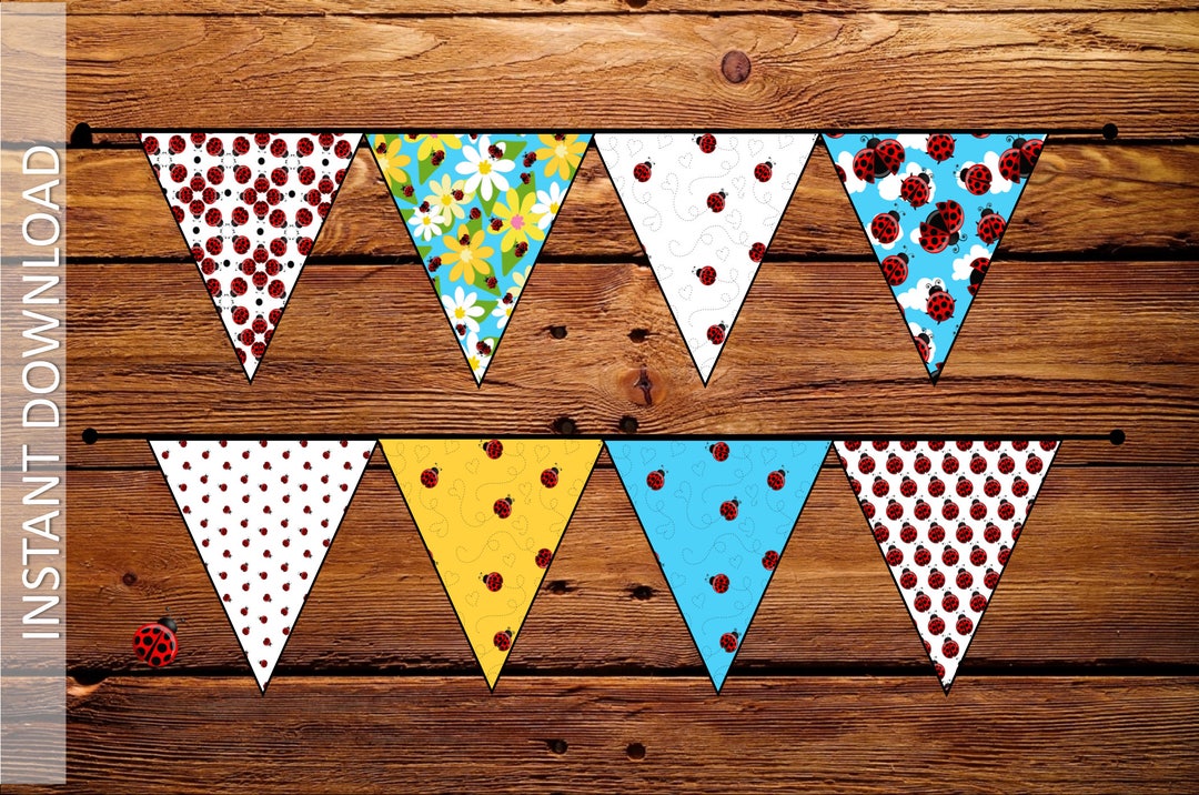 Ladybug Flag Banner / Red Black Ladybug Pennant Banner / Ladybugs Party ...