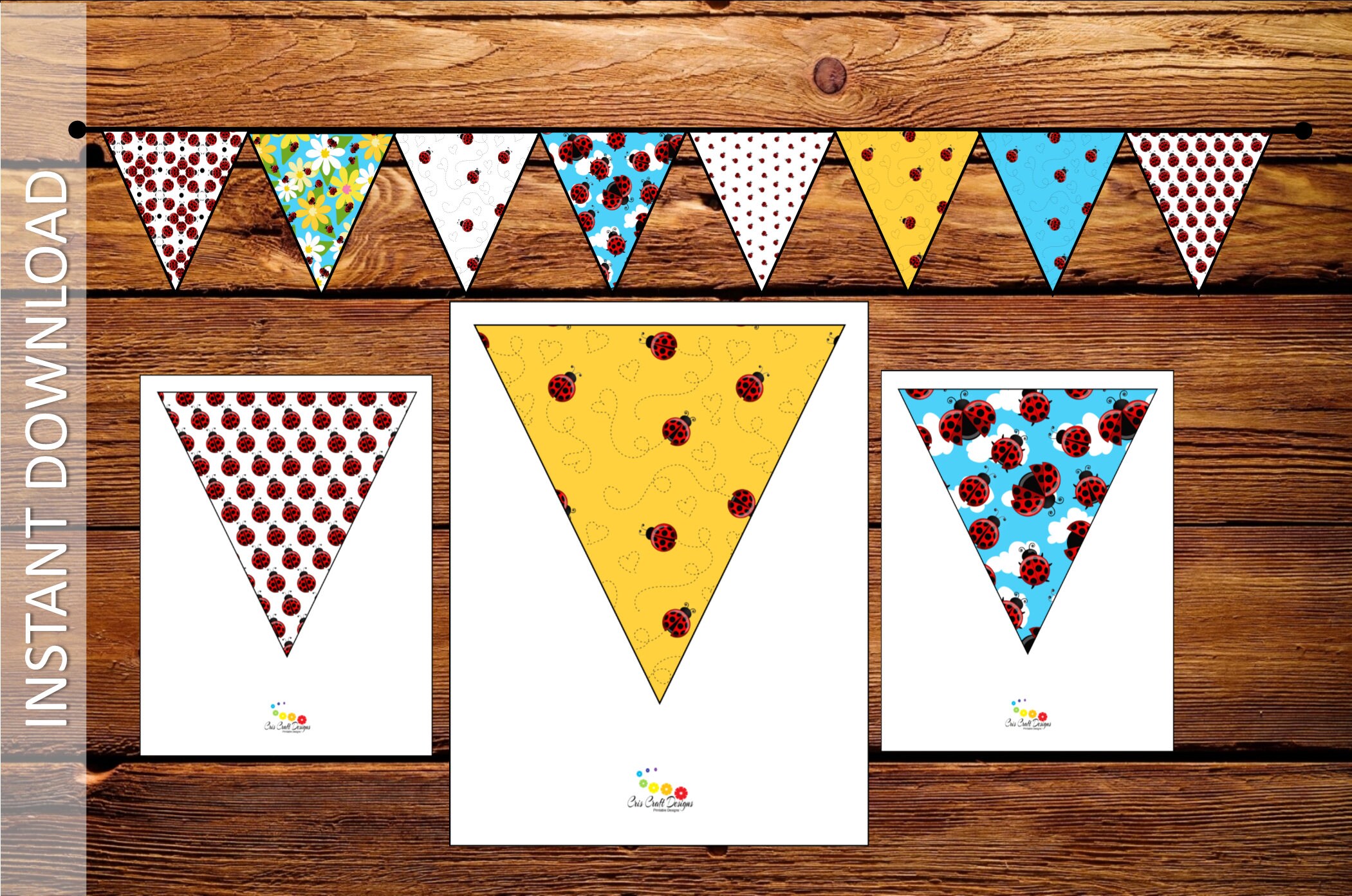 Ladybug Flag Banner / Red Black Ladybug Pennant Banner / Ladybugs Party ...