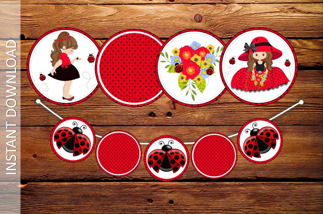 Ladybug Banner / Red Pink Ladybug Pennant Banner / Ladybugs Party ...