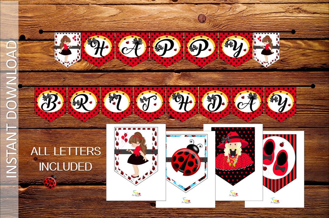 Ladybug Banner / Red Pink Ladybug Pennant Banner / Ladybugs Party ...