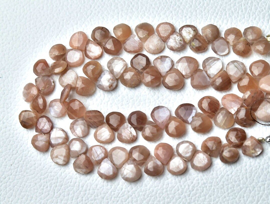 Chocolate Moonstone Briolettes 7.5x8mm to 8.5x9mm Heart Beads Faceted ...