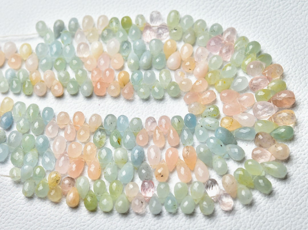 Natural Multi Aquamarine Teardrop Bead 5x7mm to 5x9mm Faceted Tear Drop ...