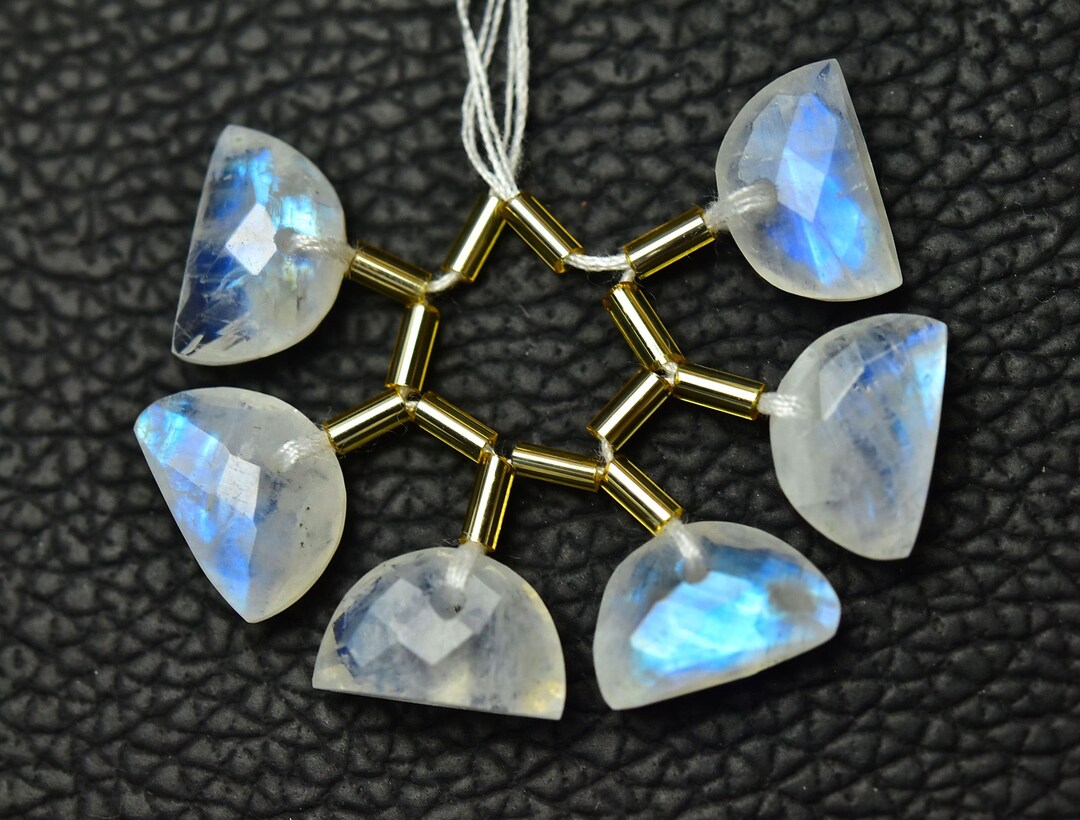 Flashy Rainbow Moonstone Half Moon Shape Beads ( 1mm Hole Front Drilled ...