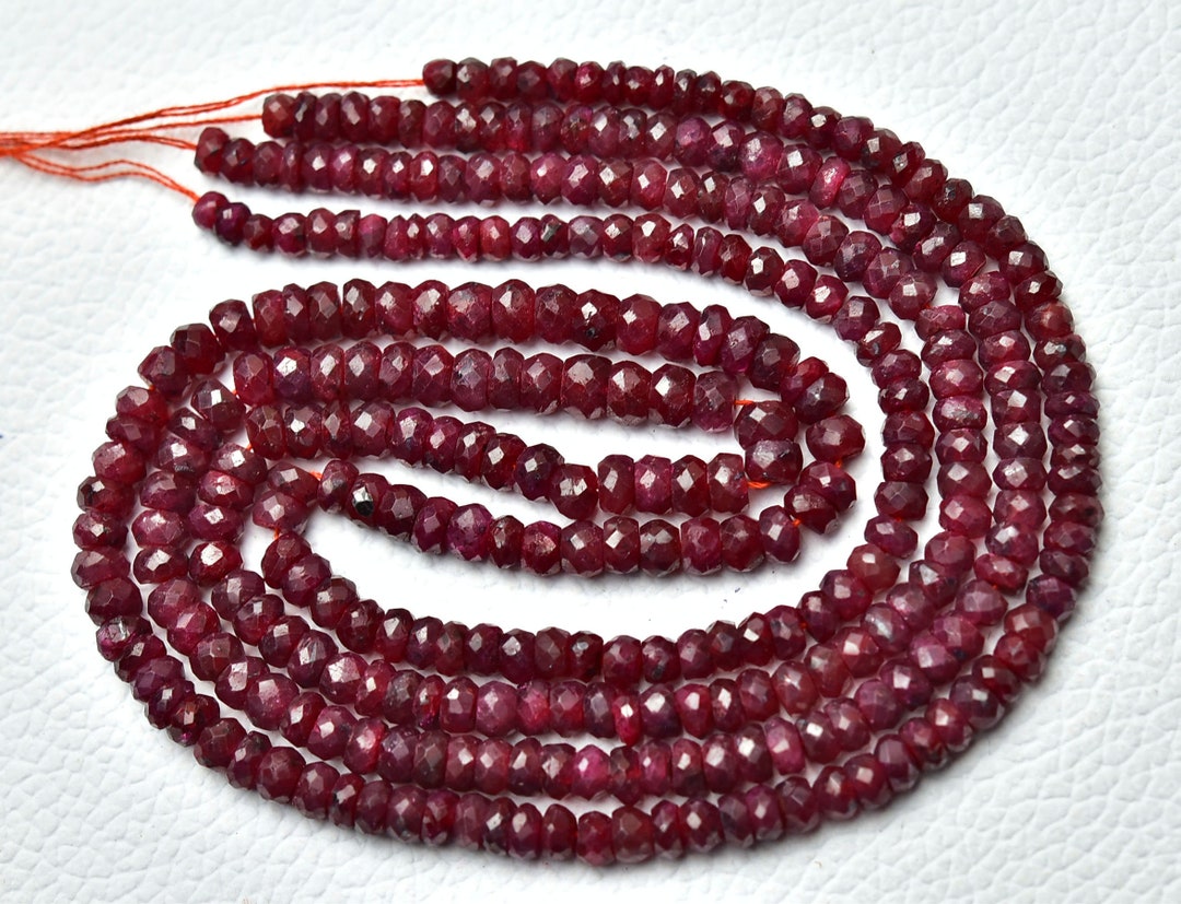 Natural Ruby Rondelle Beads 4mm to 5mm Faceted Rondelle Gemstone Beads ...