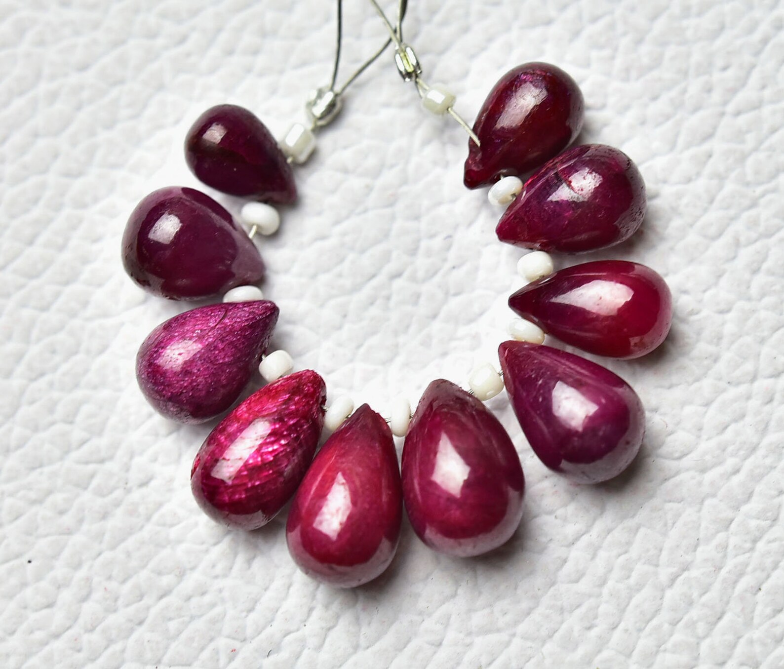 Natural Ruby Plain Teardrop Beads Smooth Tear Drop Briolettes Gemstone ...