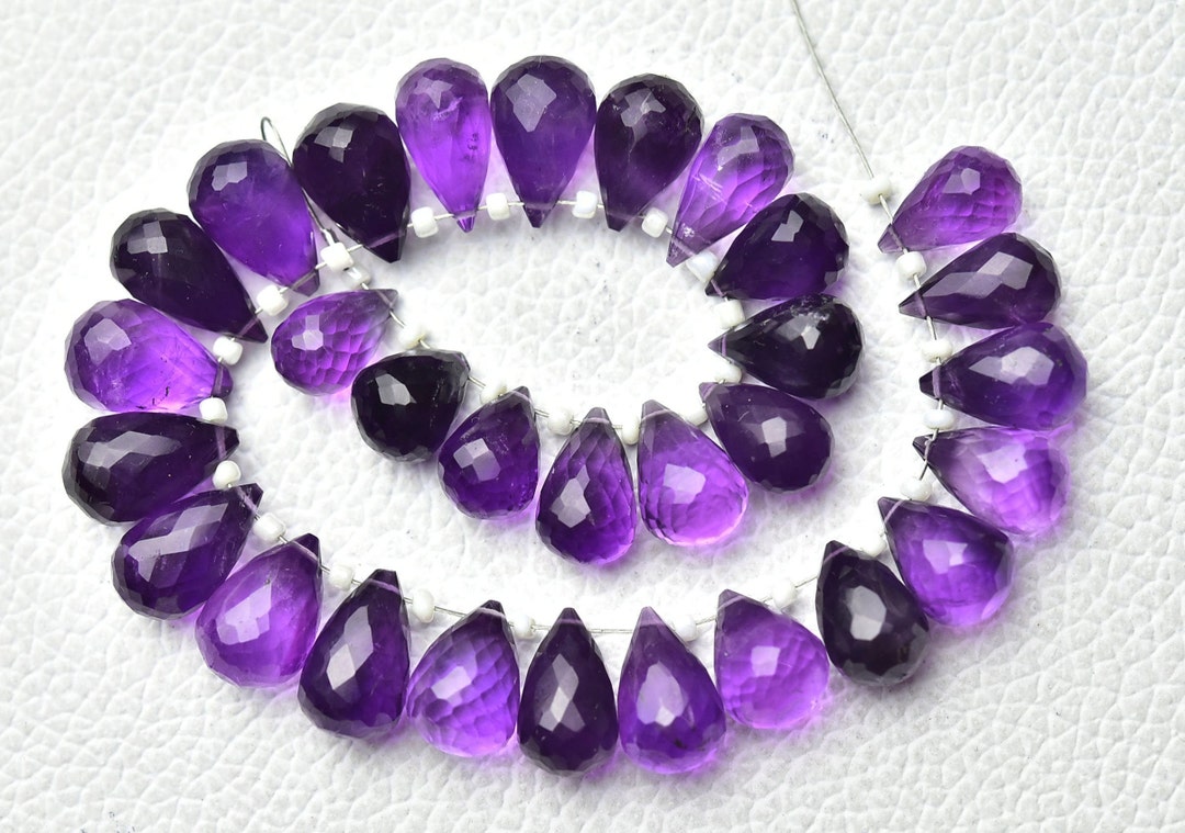 Natural Amethyst Teardrops Beads Jewelry Making Beads Faceted Tear Drop ...