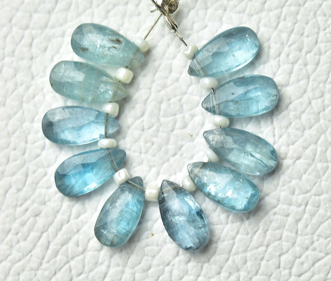 Natural Blue Kyanite Pear Beads 6x11mm Faceted Pear Briolettes Gemstone ...