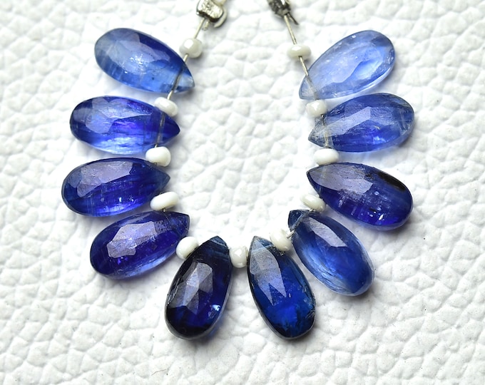Natural Blue Kyanite Pear Beads 5x10mm Faceted Pear Briolettes Gemstone ...