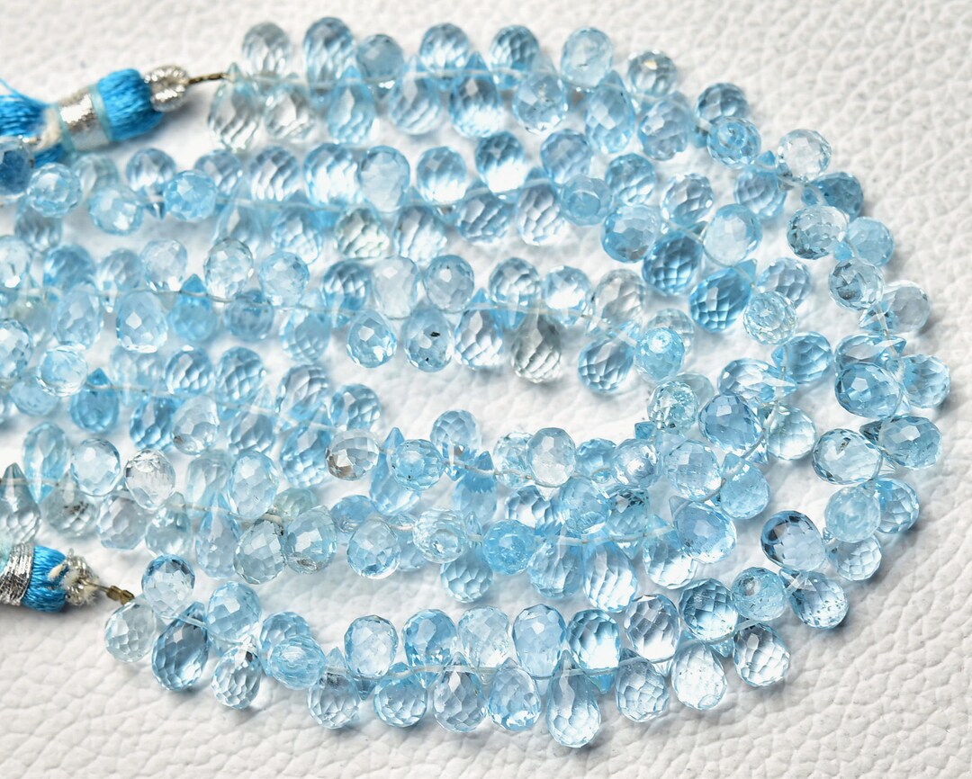 Natural AAA Blue Topaz Teardrop Beads 4x6mm to 4.5x8mm Faceted Tear ...
