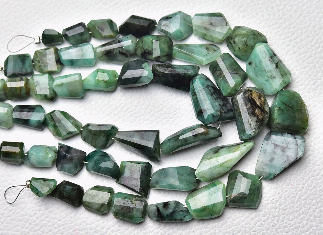 Natural Emerald Nuggets Beads 8mm to 22mm Natural Shape Beads Faceted ...