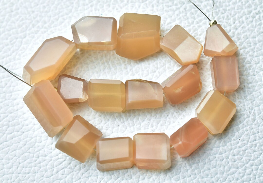 Natural Peach Moonstone Nugget 8x10mm to 13x13mm Faceted Nuggets ...
