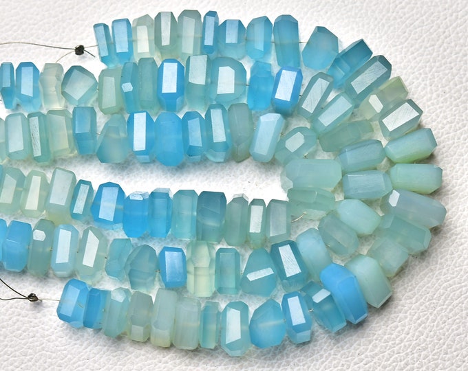 Natural Aqua Blue Chalcedony Nugget Beads 9mm - 14mm Faceted Nugget ...