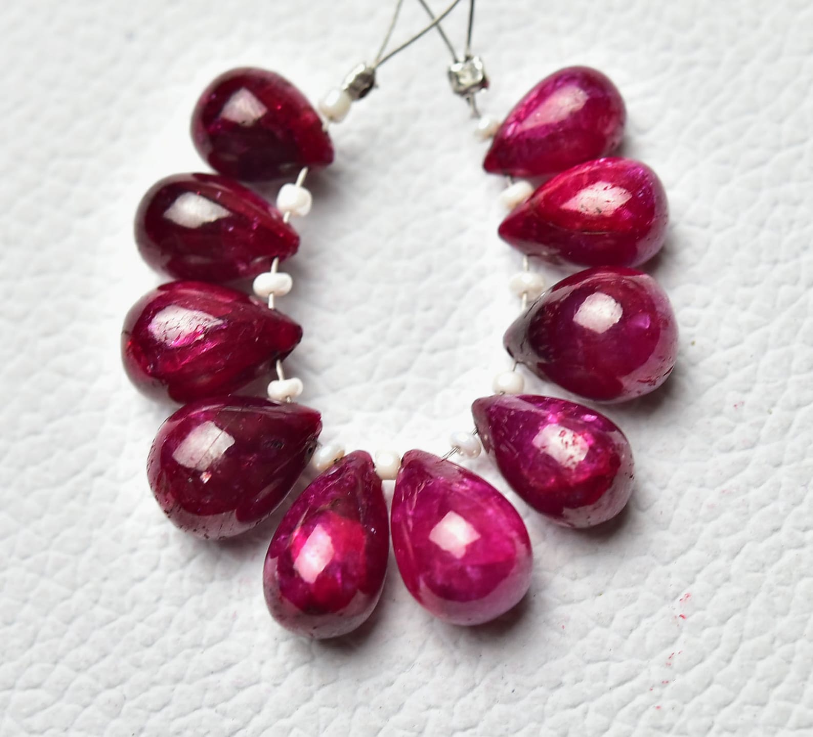 Natural Ruby Plain Teardrop Beads Smooth Tear Drop Briolettes Gemstone ...
