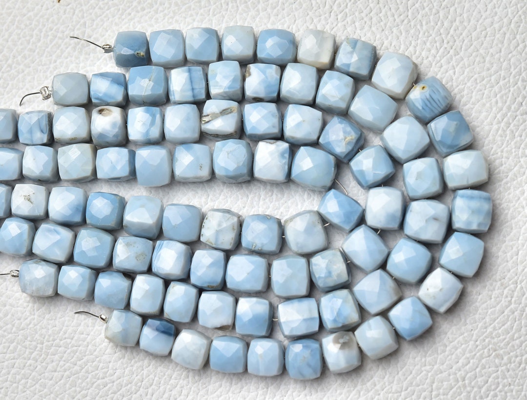 Natural Blue Opal Cube Beads 7mm to 9mm Faceted 3D Cubes Briolettes ...