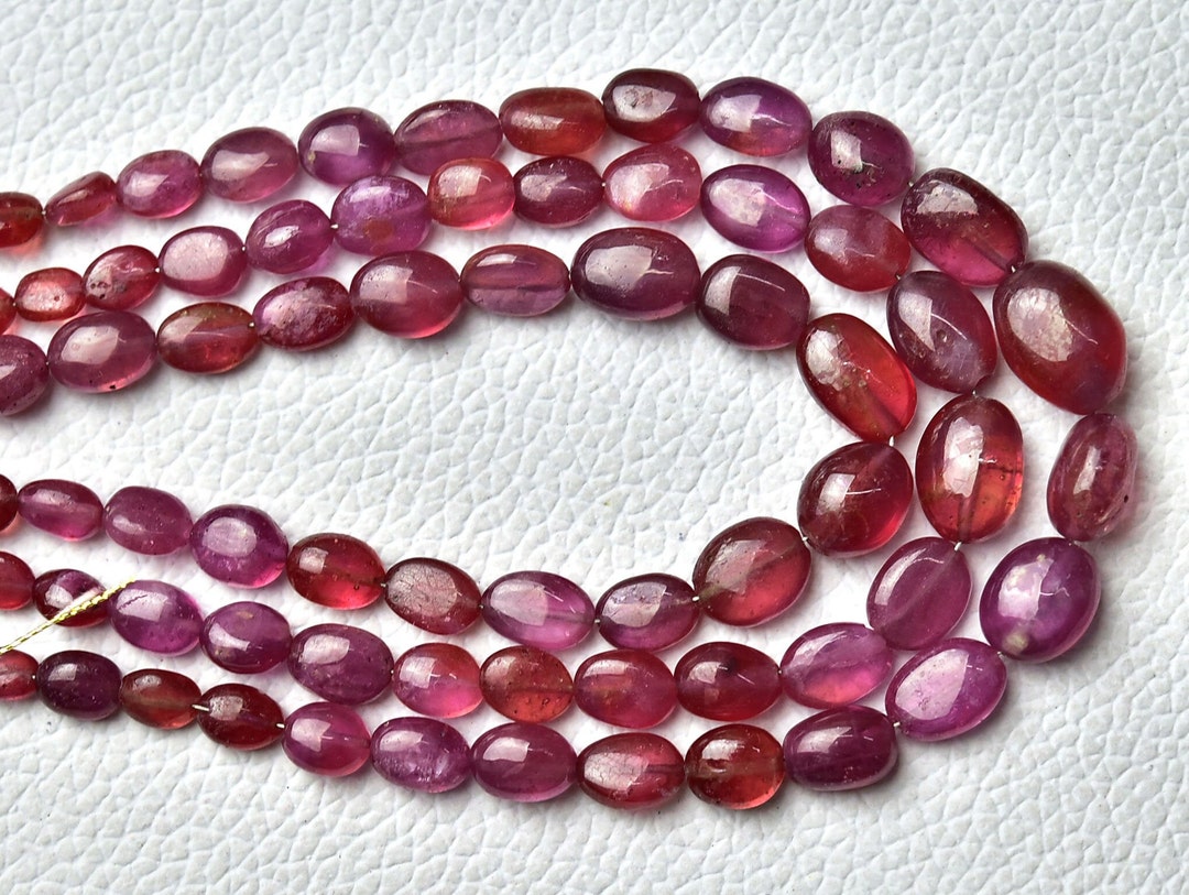 Natural Ruby Oval Beads 4x5mm to 7x10mm Smooth Oval Gemstone Bead Glass ...