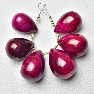 Natural Ruby Plain Teardrop Beads Smooth Tear Drop Briolettes Gemstone ...