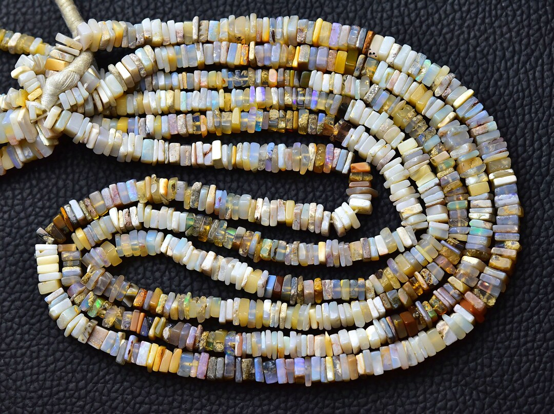 16 Inches Strand Natural Australian Opal Heishi Beads Smooth Square ...