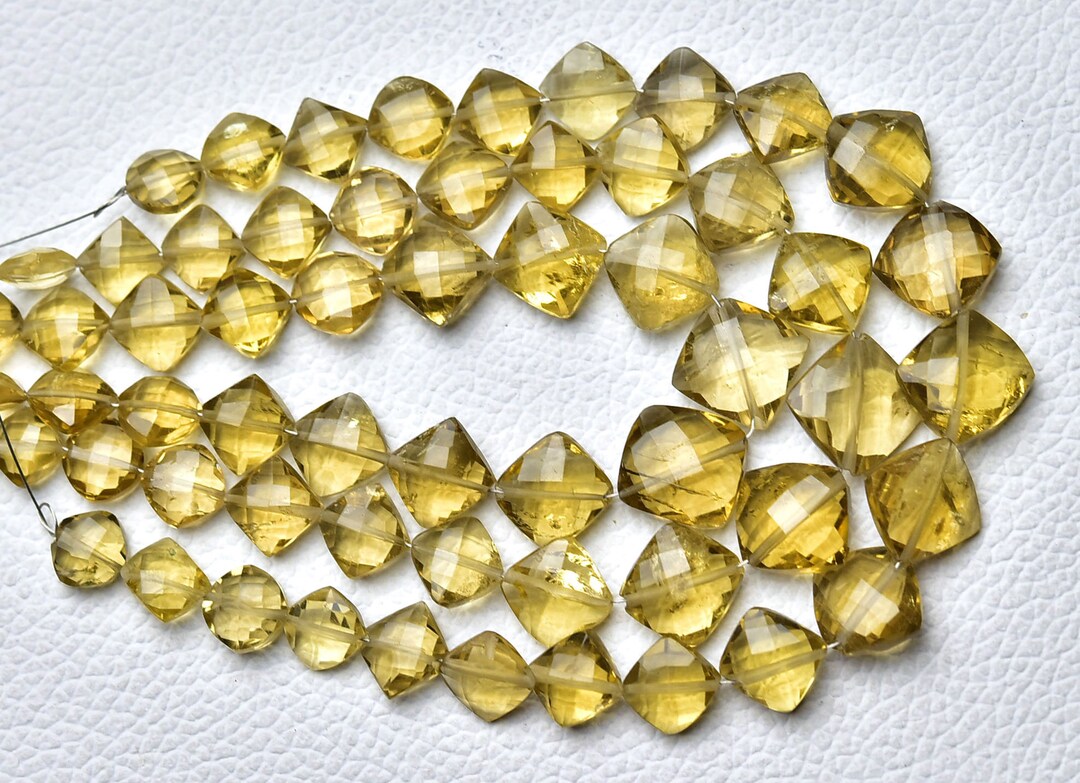 Natural Beer Quartz Square Beads 6.5mm to 12.5mm Faceted Cushion ...